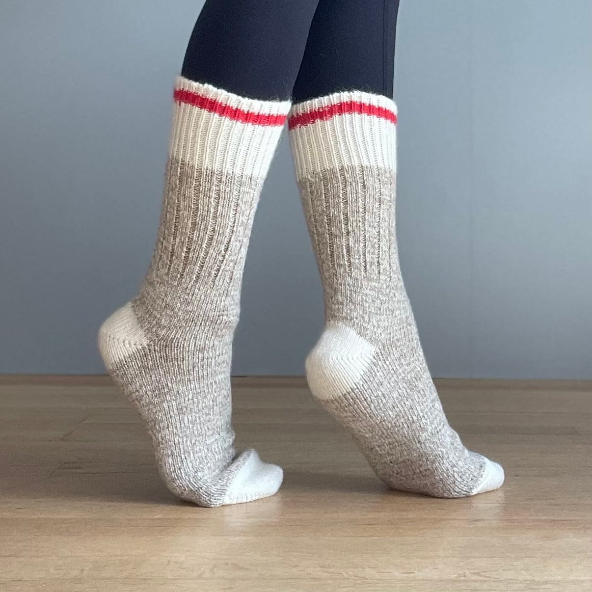Chunky Wool Work Sock - Oatmeal with Red Stripe – North Standard
